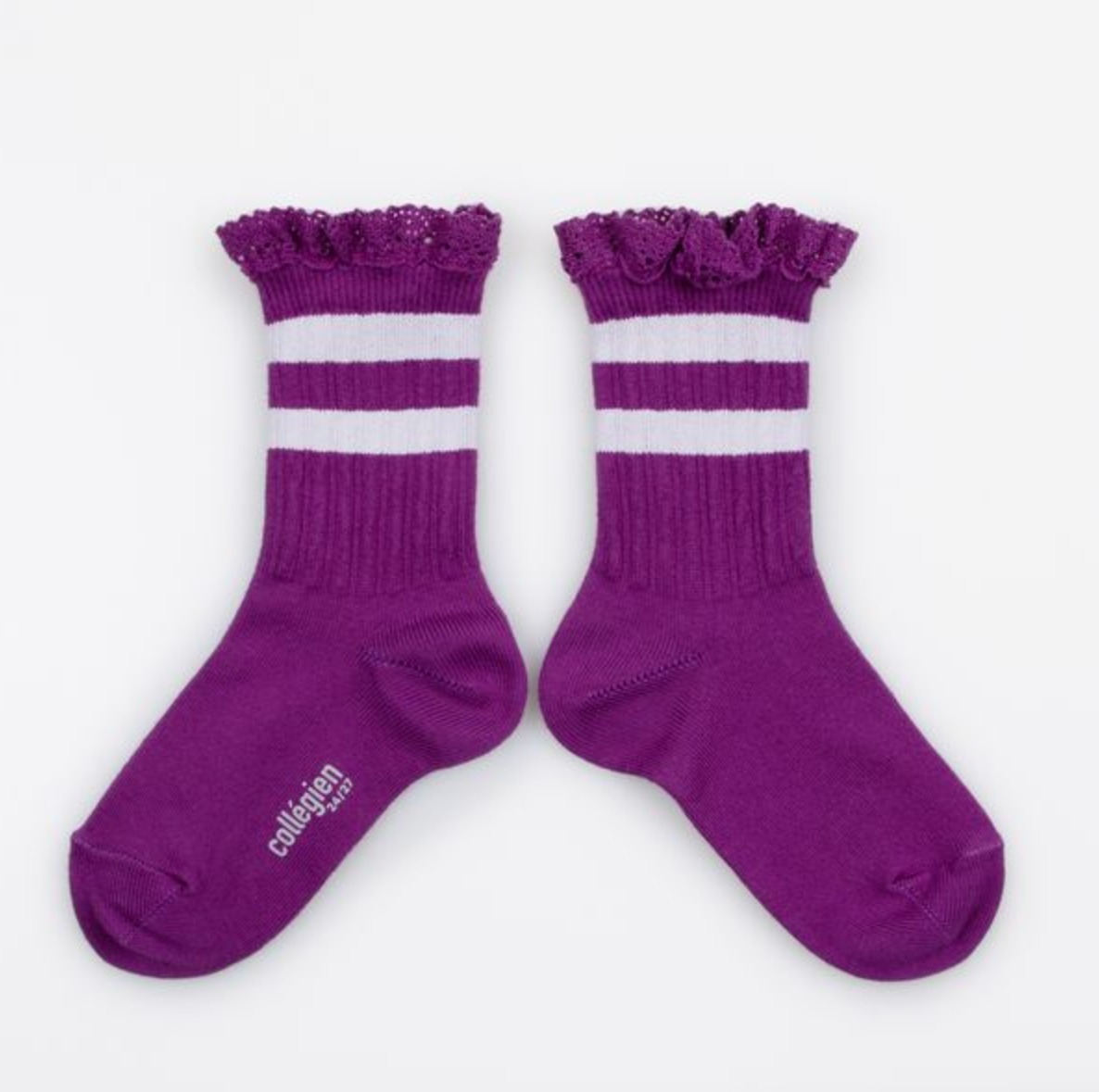 Varsity Ruffle Crew Socks // Cyclamen – Wunderkin Co.